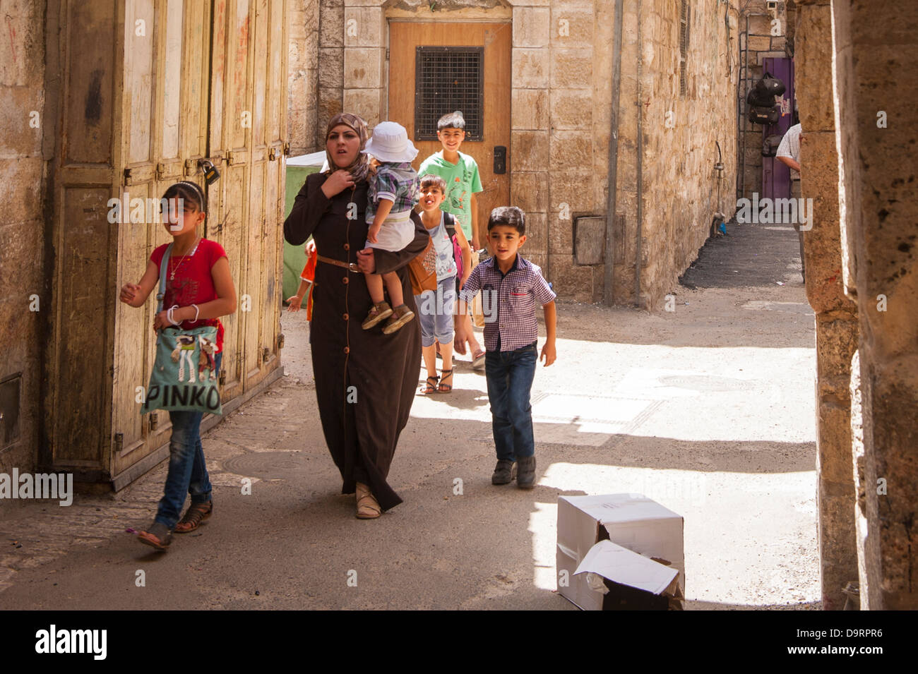 Israel Jerusalem Old City Muslim Arab Quarter mother hijab abaya ...