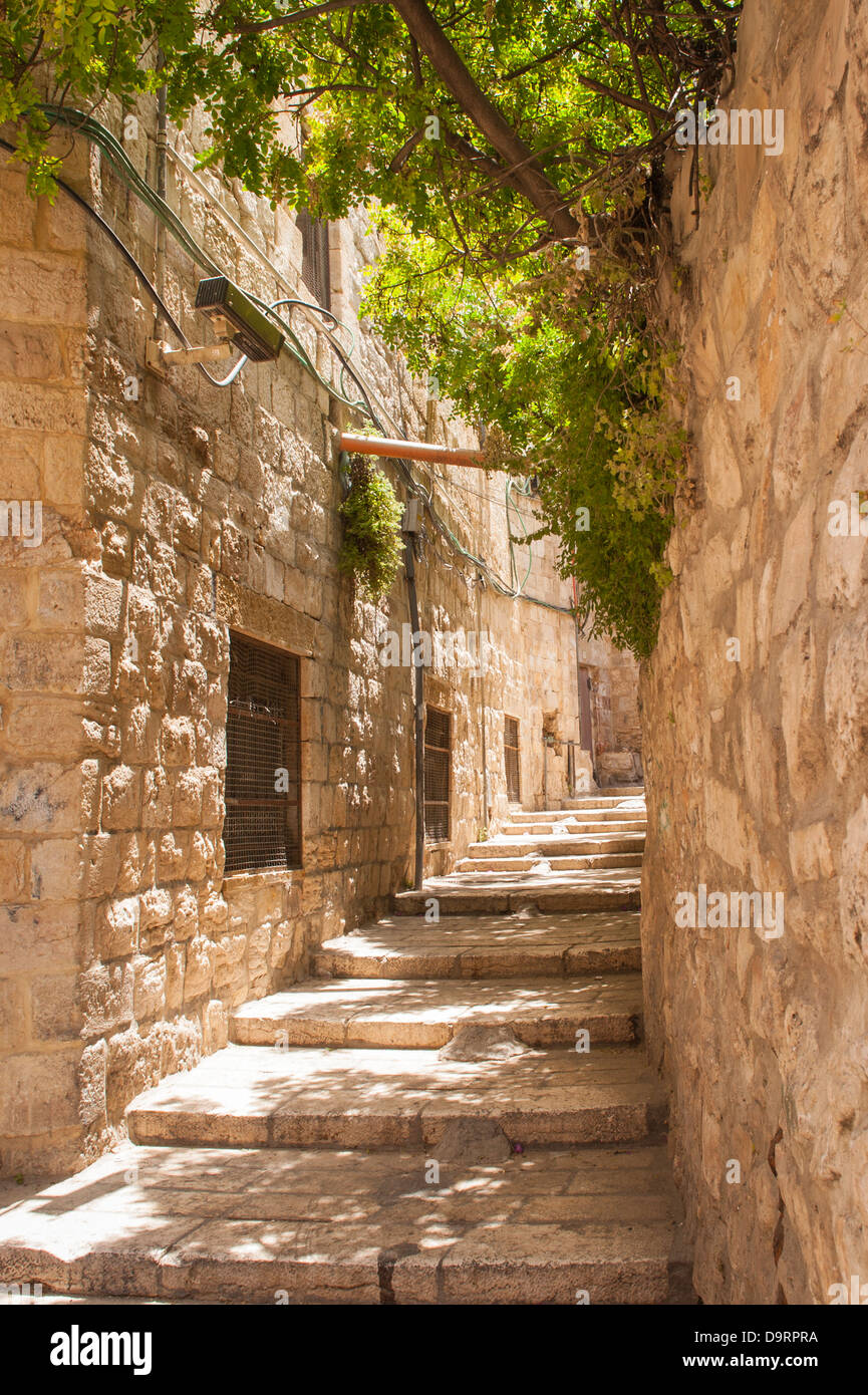 Israel , Jerusalem Old City , Muslim Arab Quarter side road street lane ...
