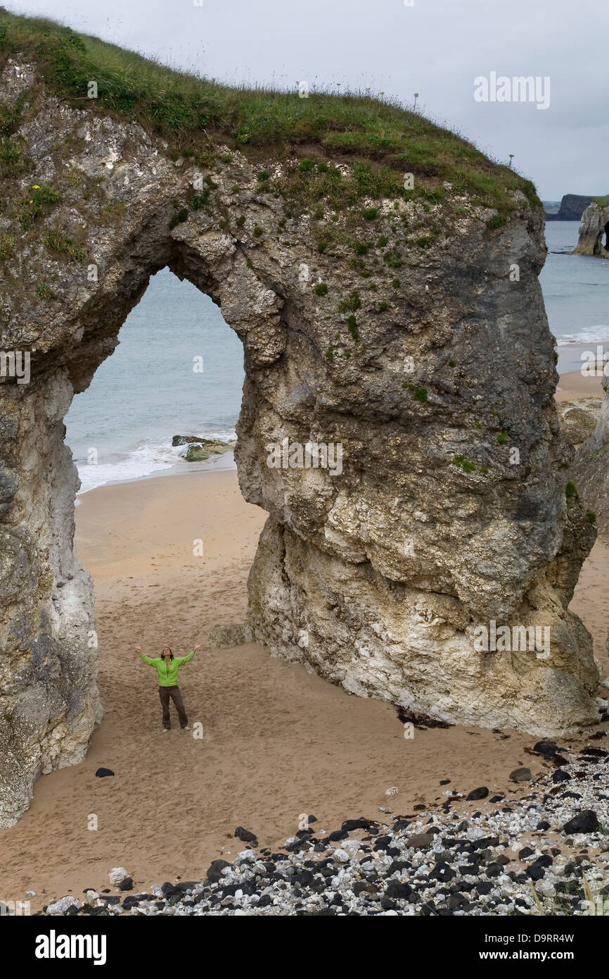 Free-standing arch on White Rocks beach. Antrim Coast in Antrim County ...