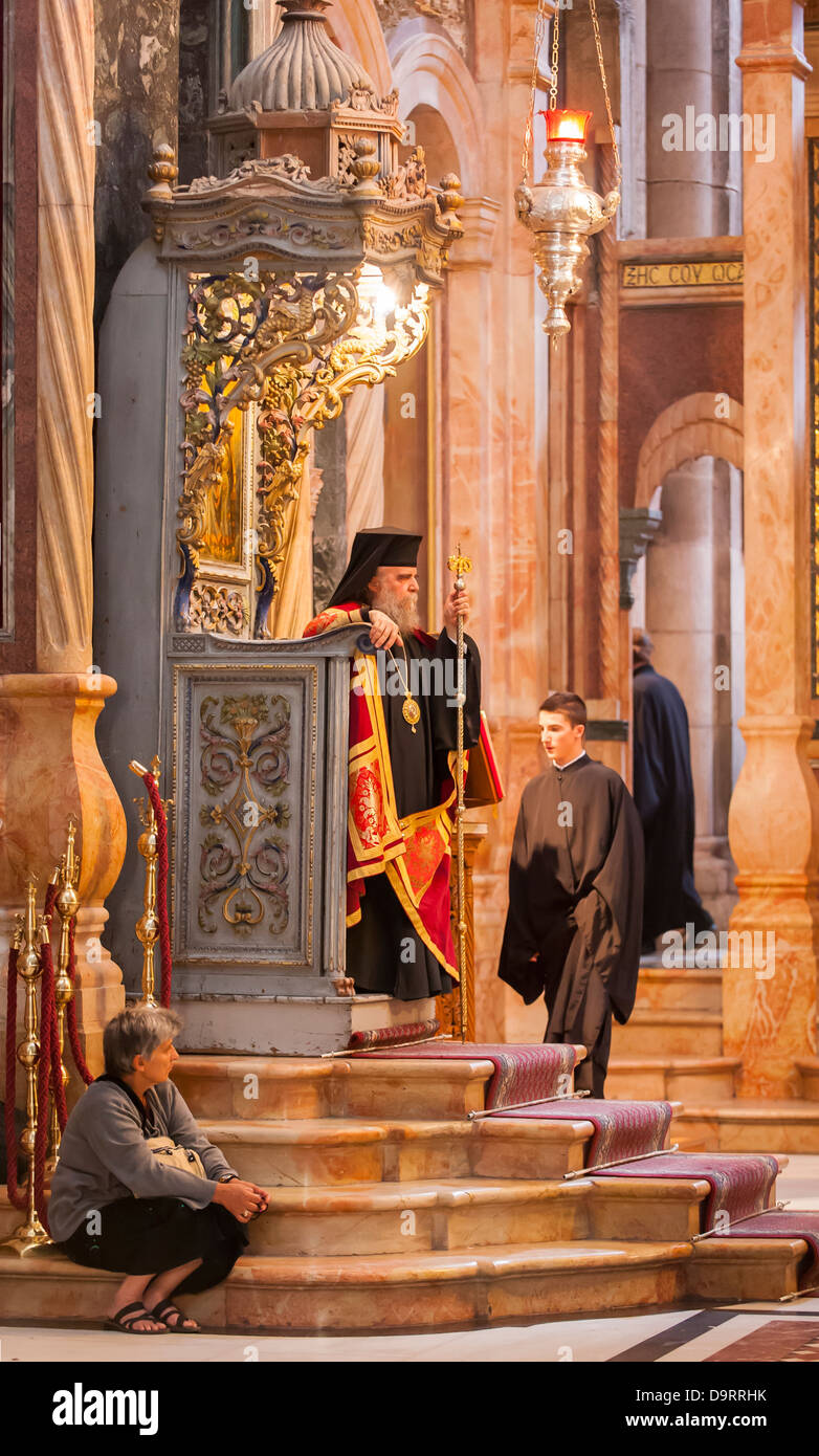Israel Jerusalem Old City Church of the Holy Sepulchre bearded robed ...