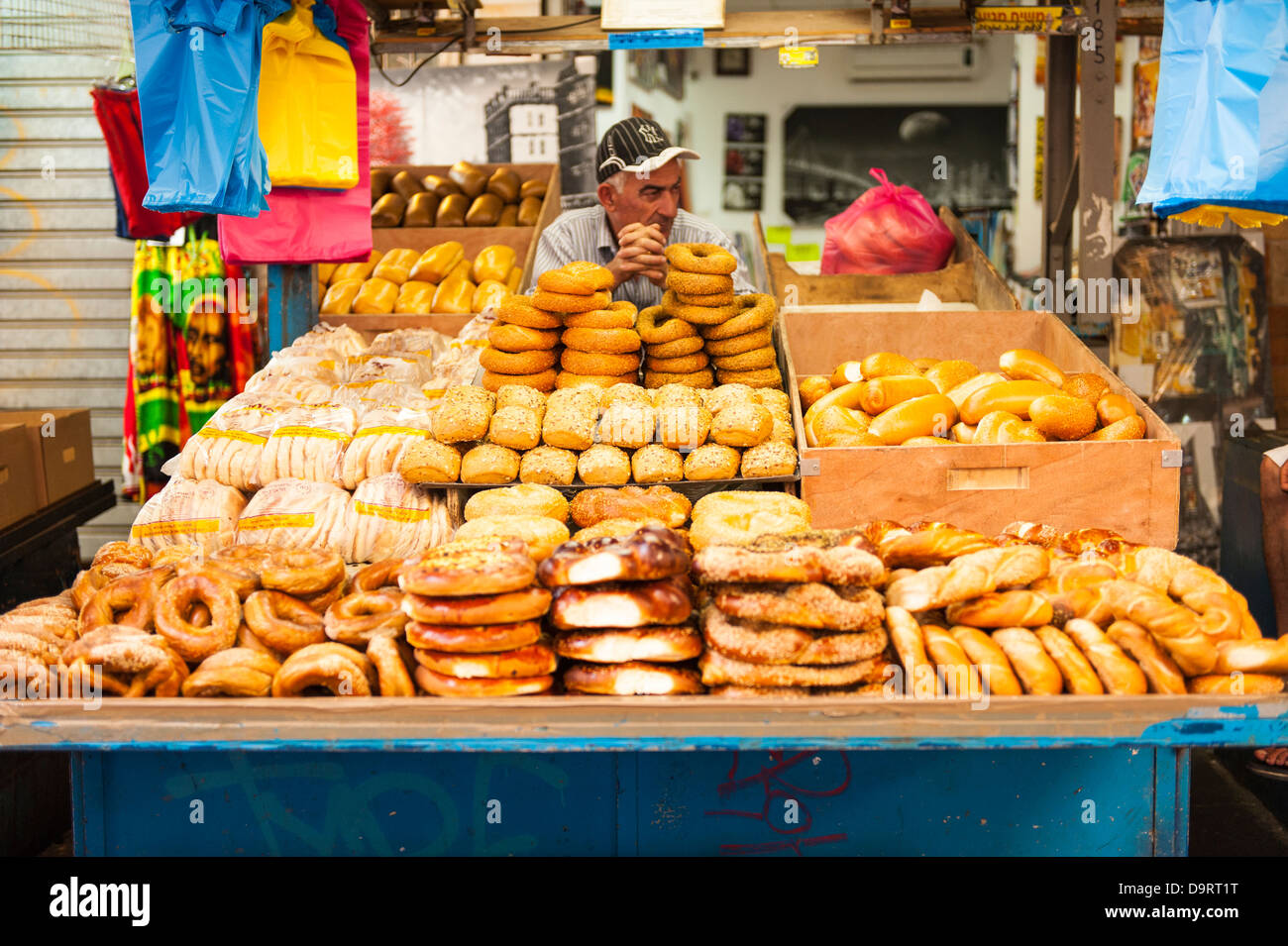 Israel Tel Aviv Jaffa Yafo Carmel Market bread roll rolls pitta baker ...