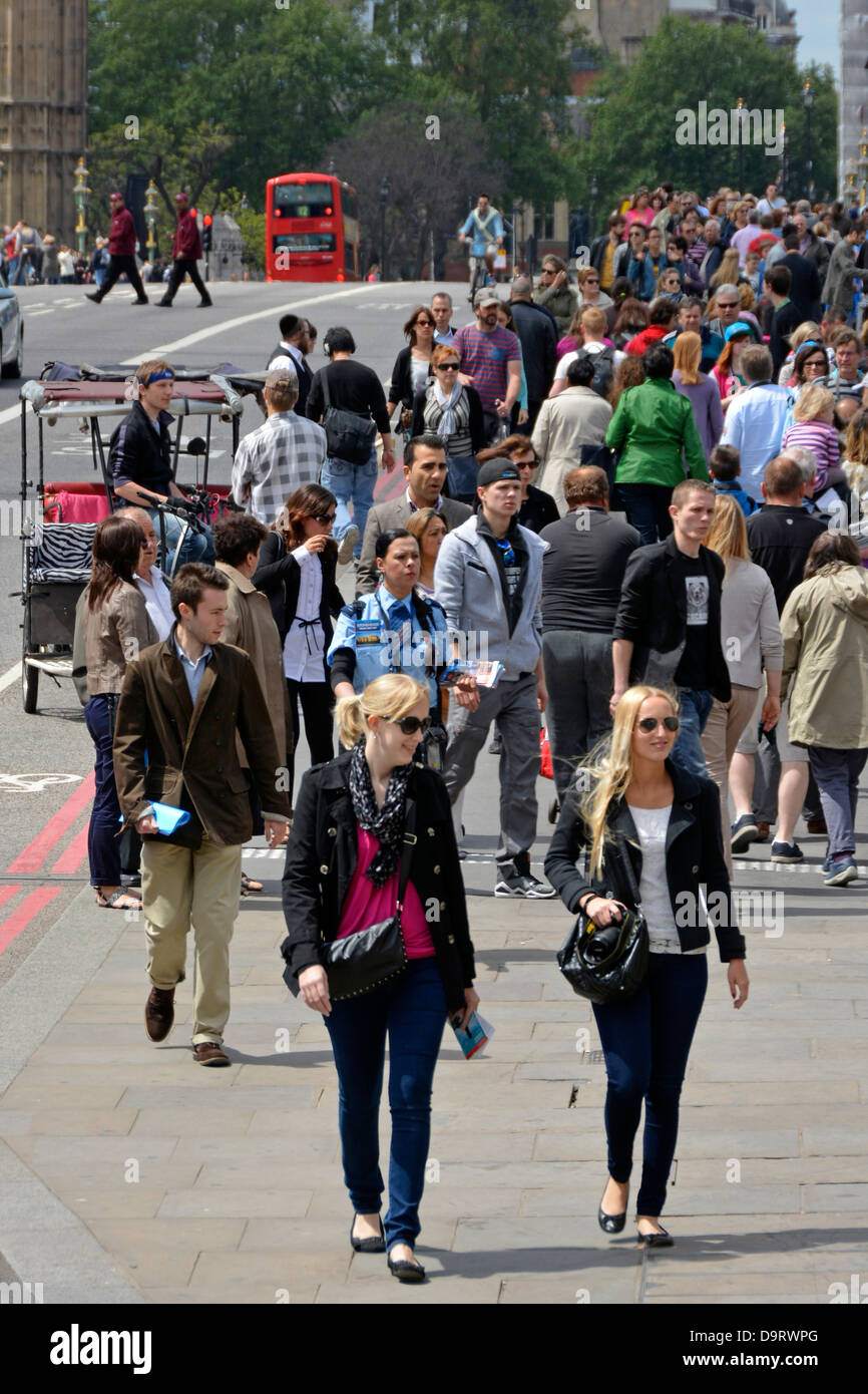 Westminster Bridge pavement view from above looking down on people ...