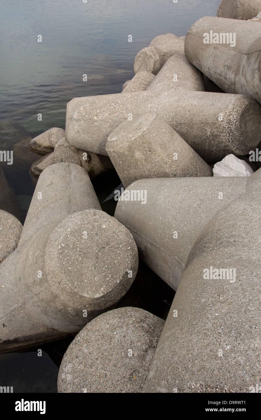 CONCRETE Y SHAPED BLOCKS USED IN CONSTRUCTION OF HARBOUR BREAKWATERS ...