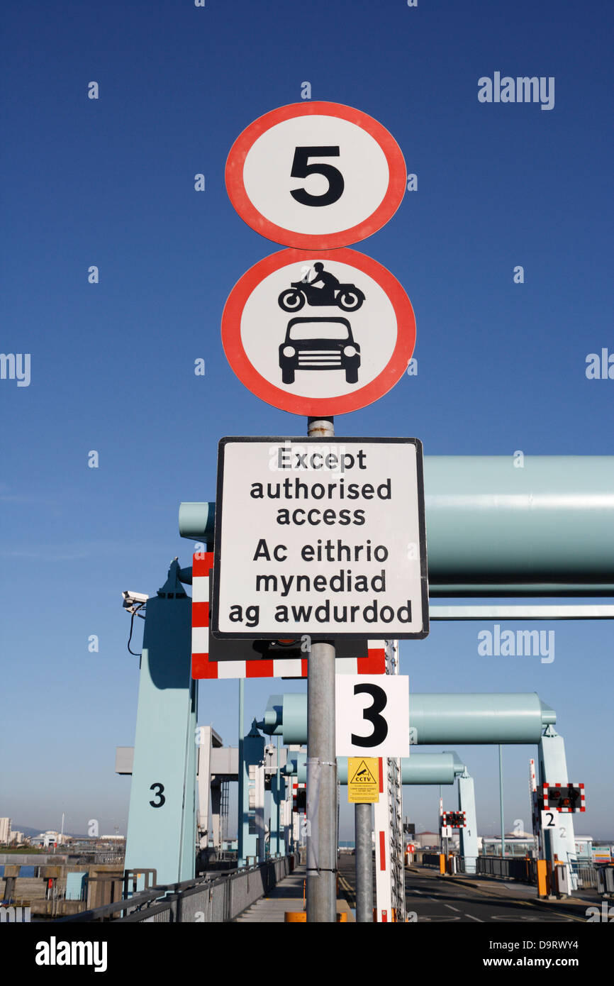 Speed and traffic restriction signs on Cardiff Bay Barrage wales Welsh ...