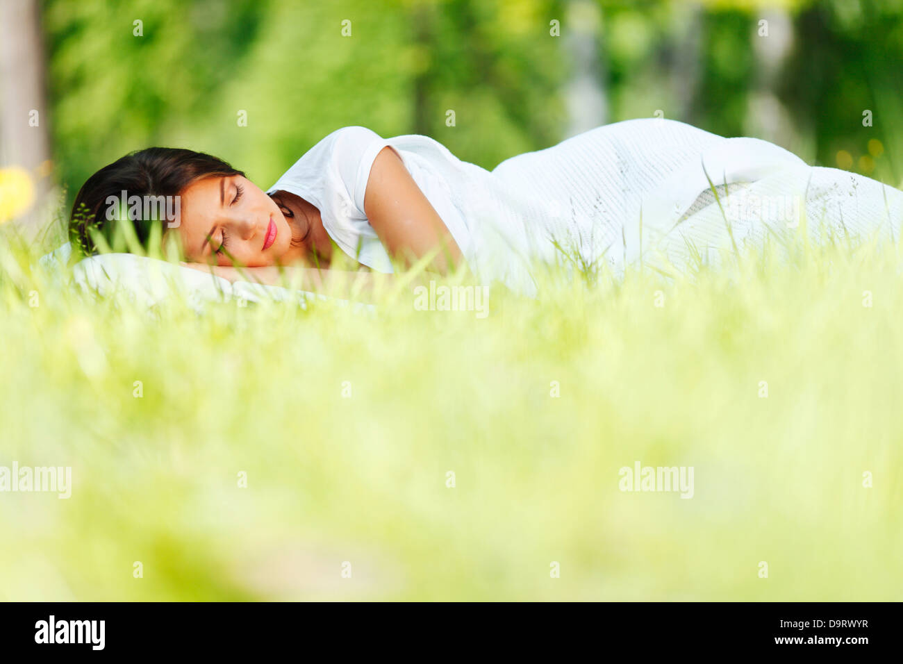 Woman sleeping bed summer hi-res stock photography and images - Alamy