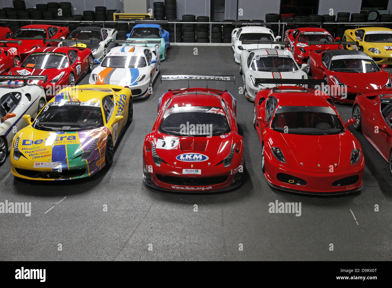 RACING FERRARI'S CARS IN GARAGE FF CORSE SILVERSTONE ENGLAND 16 May ...