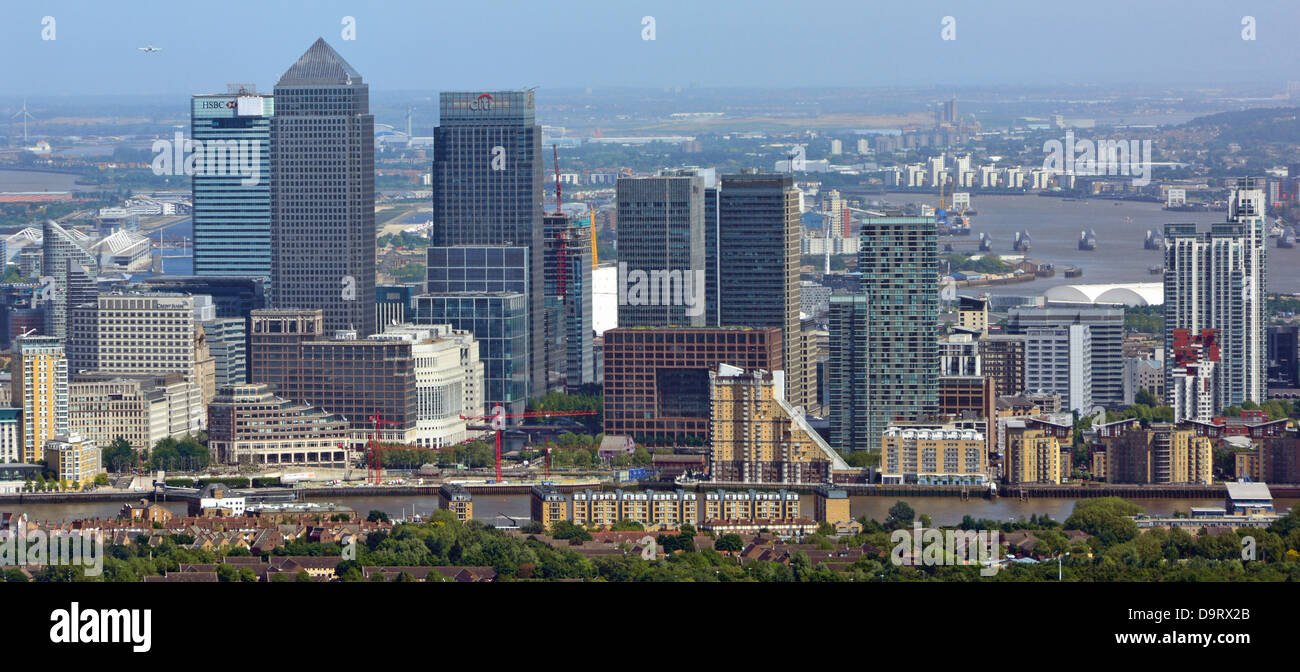 Canary Wharf aerial view cityscape skyline of landmarks skyscrapers ...