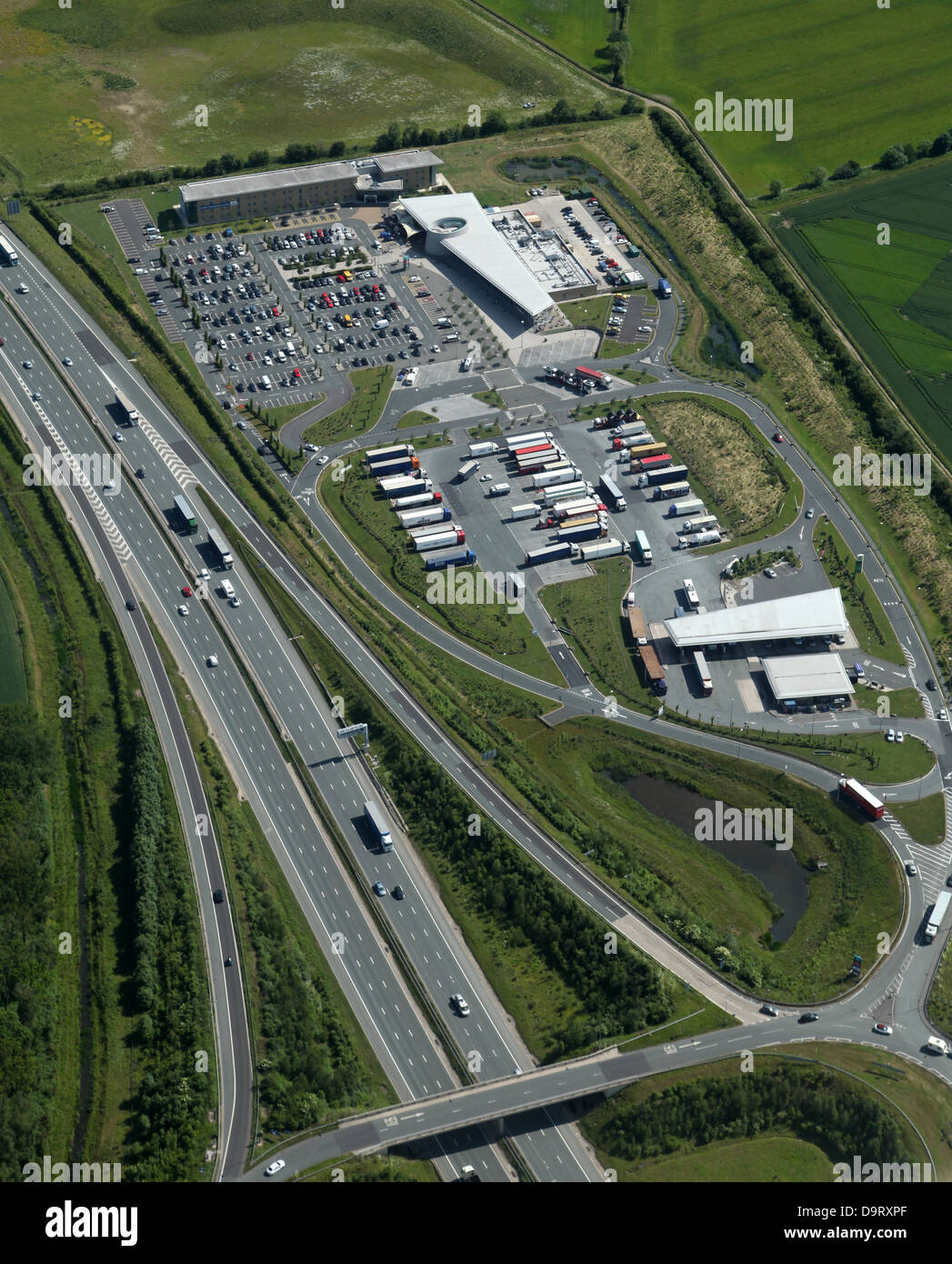 Aerial view of Wetherby Services on the A1M Stock Photo - Alamy