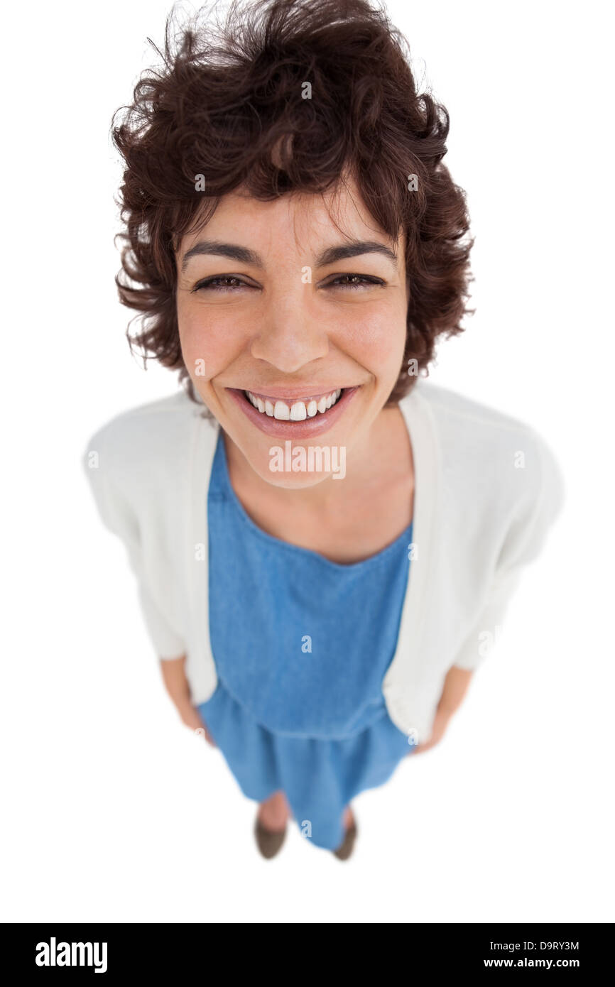 Overhead of smiling woman standing Stock Photo - Alamy