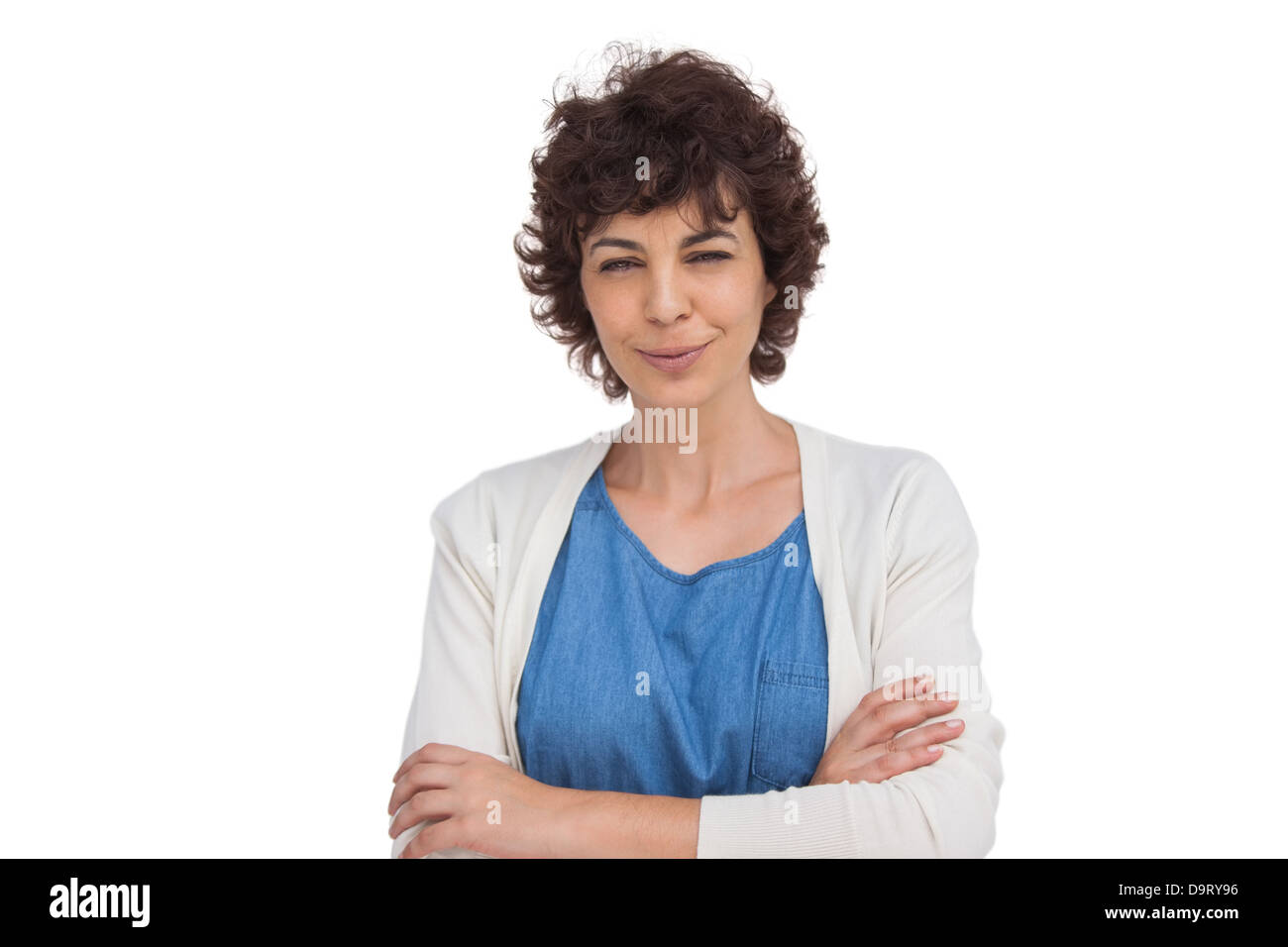 Joyful woman posing arms hi-res stock photography and images - Alamy
