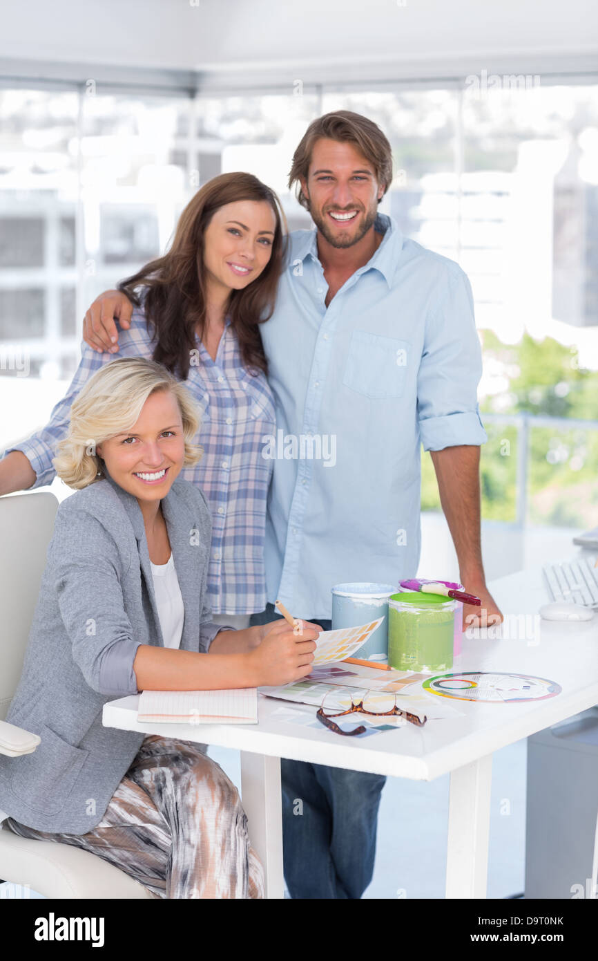 Portrait smiling interior designer swatches hi-res stock photography ...