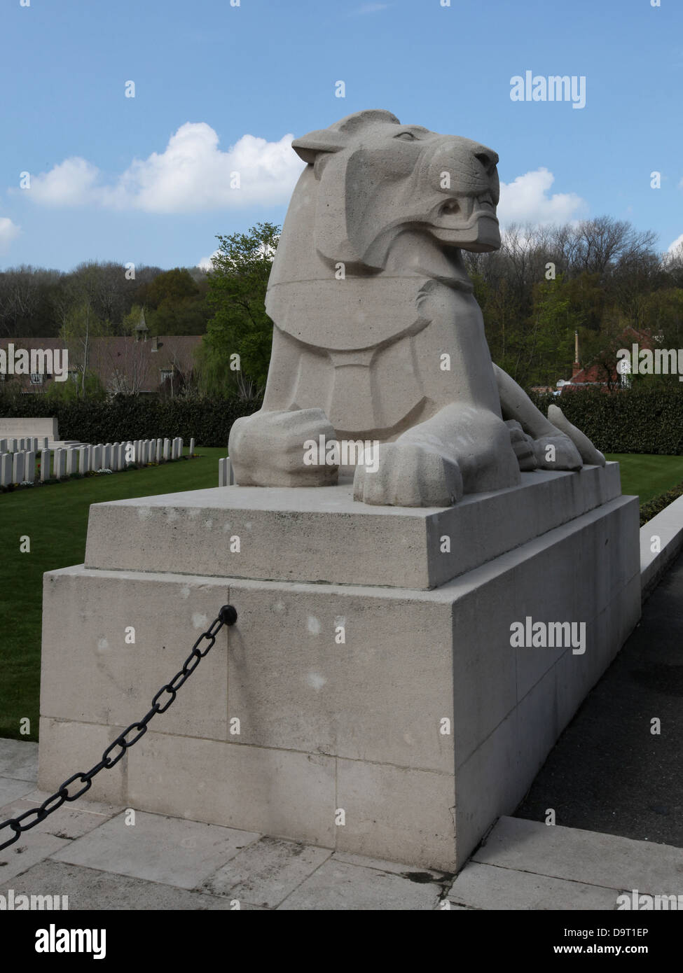 One of the sculpted lions by Gilbert Ledward adjoining the Ploegsteert ...