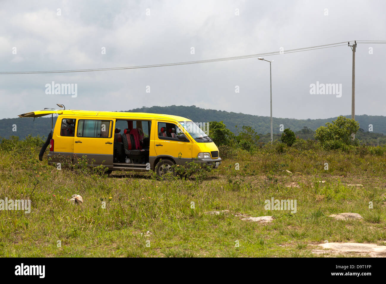 Yellow Minibus on Bokor Hill in the Kampot Province of Cambodia Stock ...