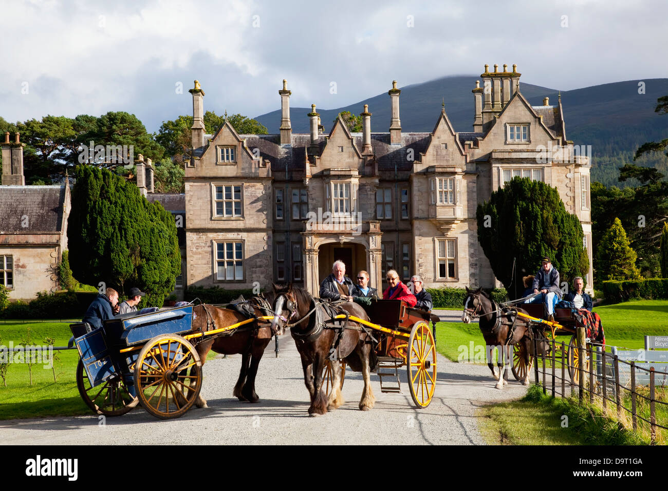 Horse and carriage rides in front of muckross house;Killarney county ...
