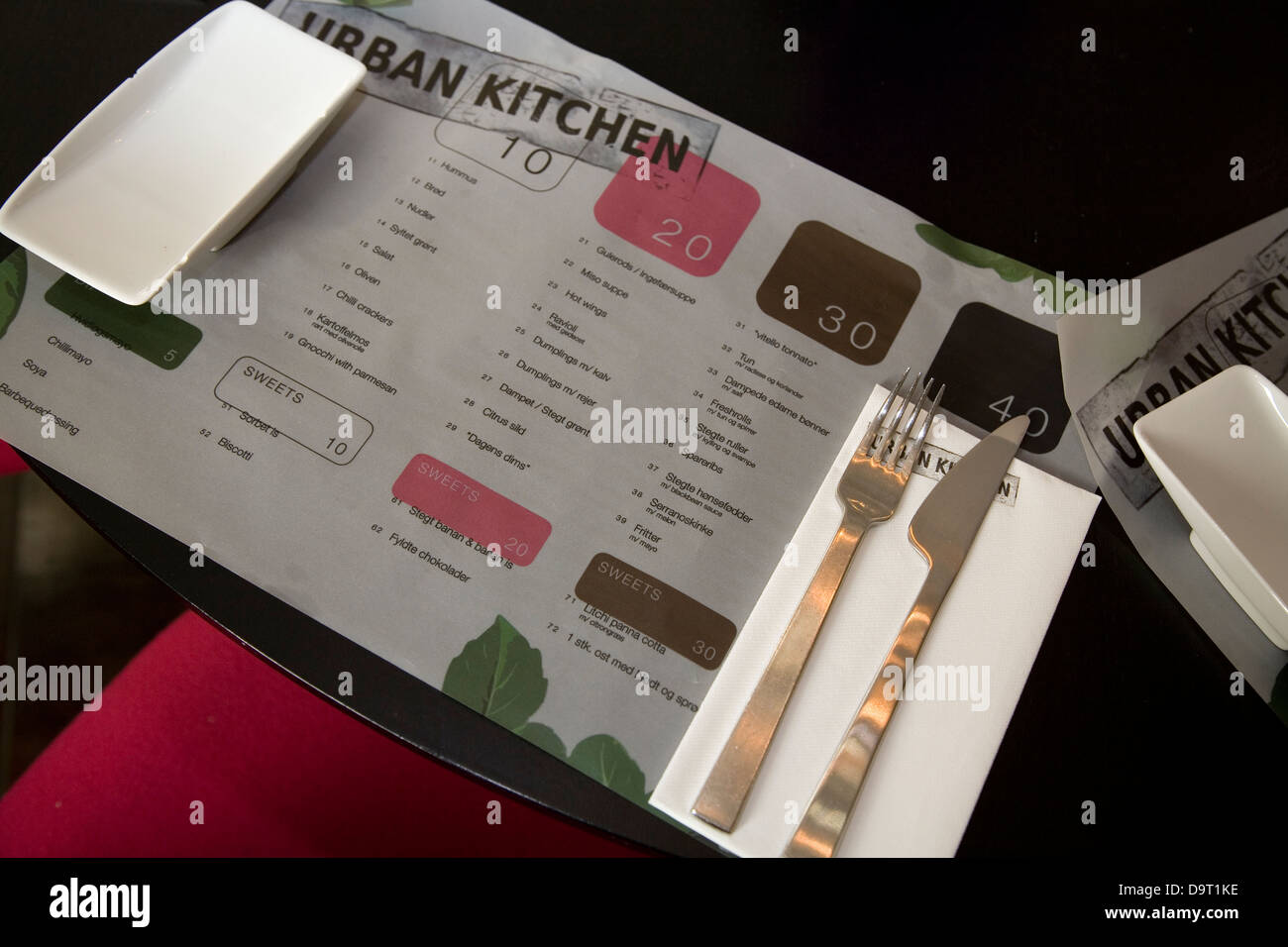 Menu for the Urban Kitchen restaurant at the Front Hotel, Copenhagen ...