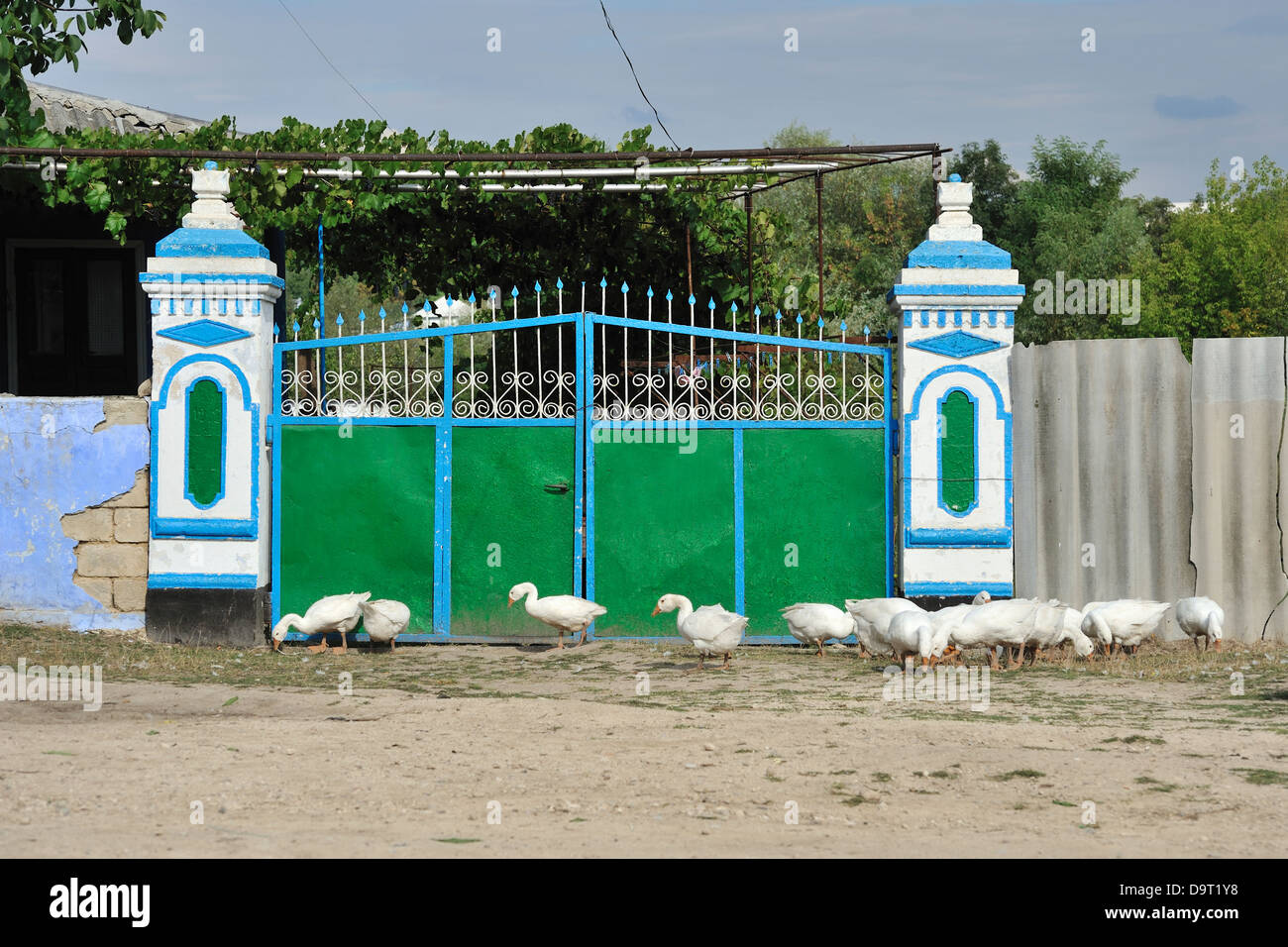 Ornate gate, village of Branesti, Moldova Stock Photo - Alamy