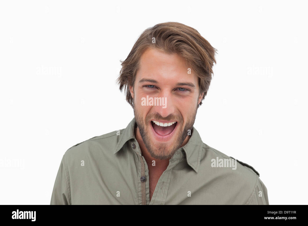 Man laughing at camera Stock Photo - Alamy