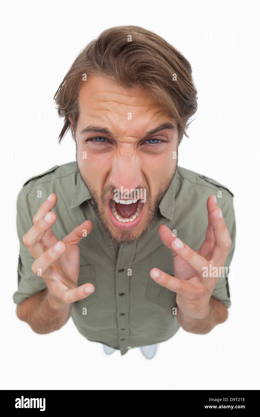 Portrait beard young man shouting Cut Out Stock Images & Pictures - Alamy