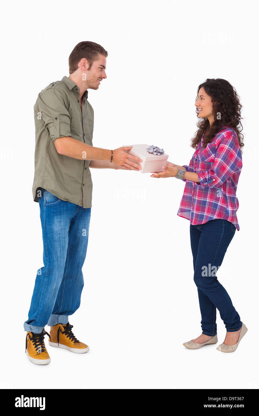 Woman taking gift from hi-res stock photography and images - Alamy