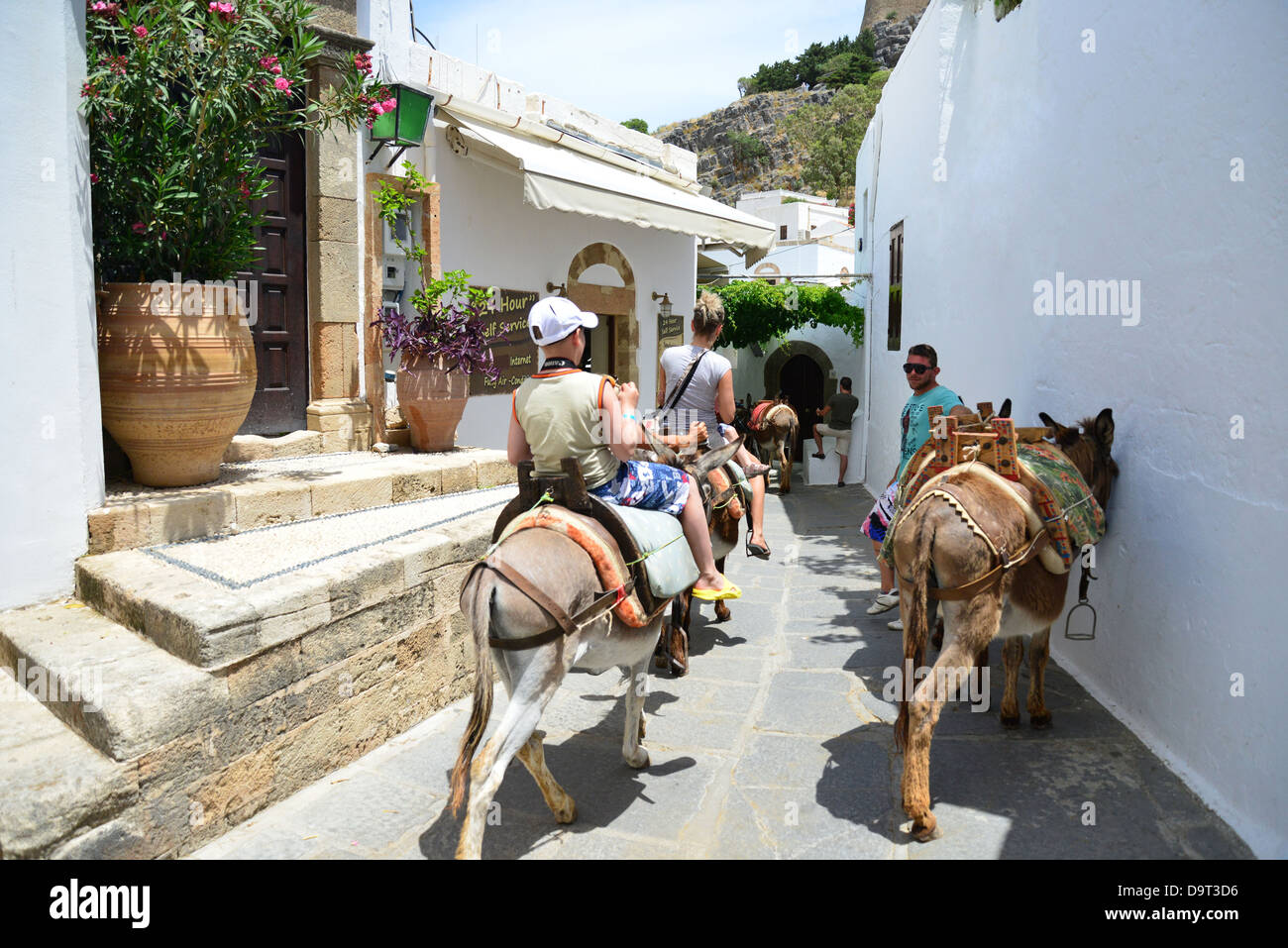Donkey rides up to Acropolis of Lindos, Lindos, Rhodes (Rodos), The ...