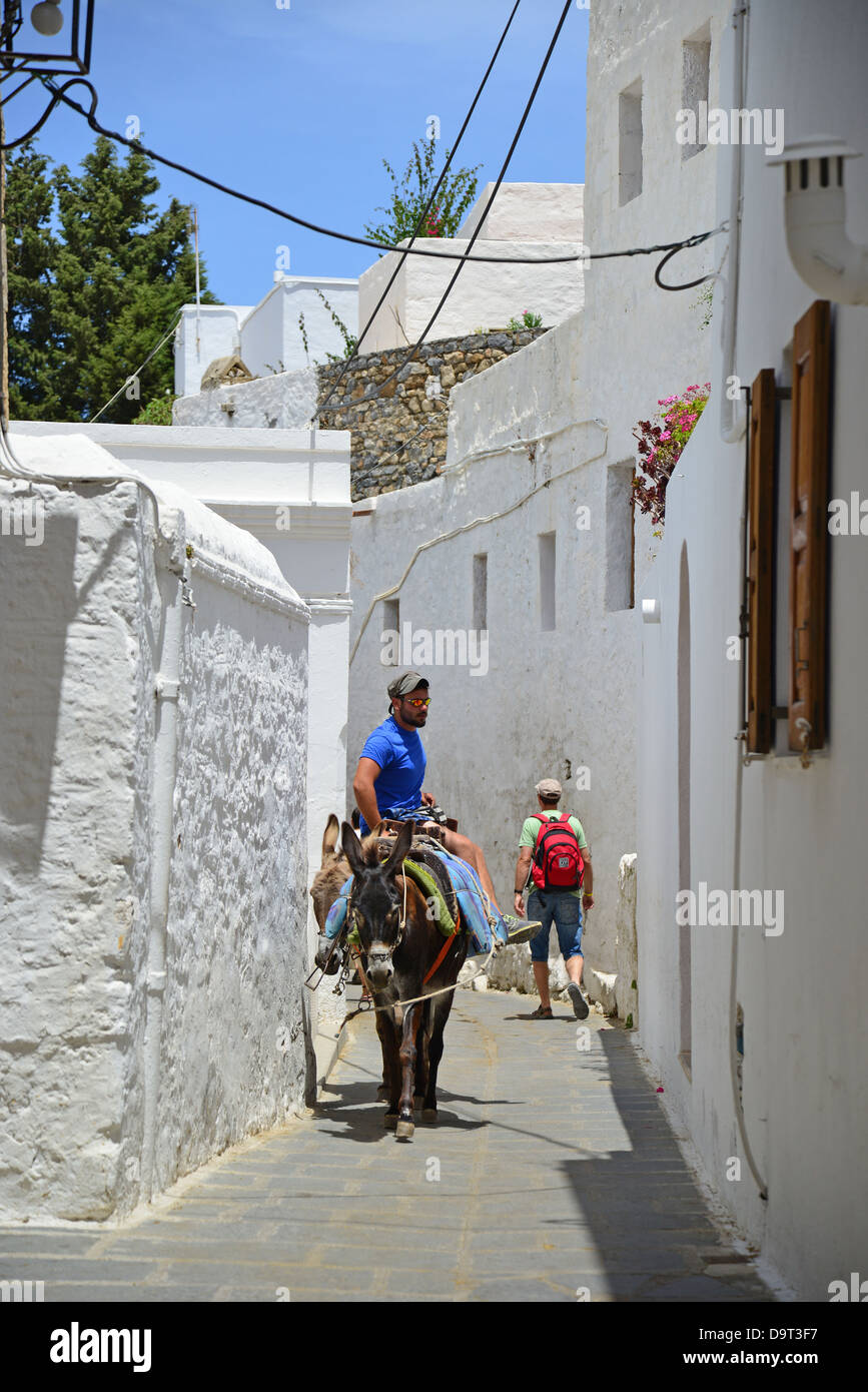 Donkey rides up to Acropolis of Lindos, Lindos, Rhodes (Rodos), The ...