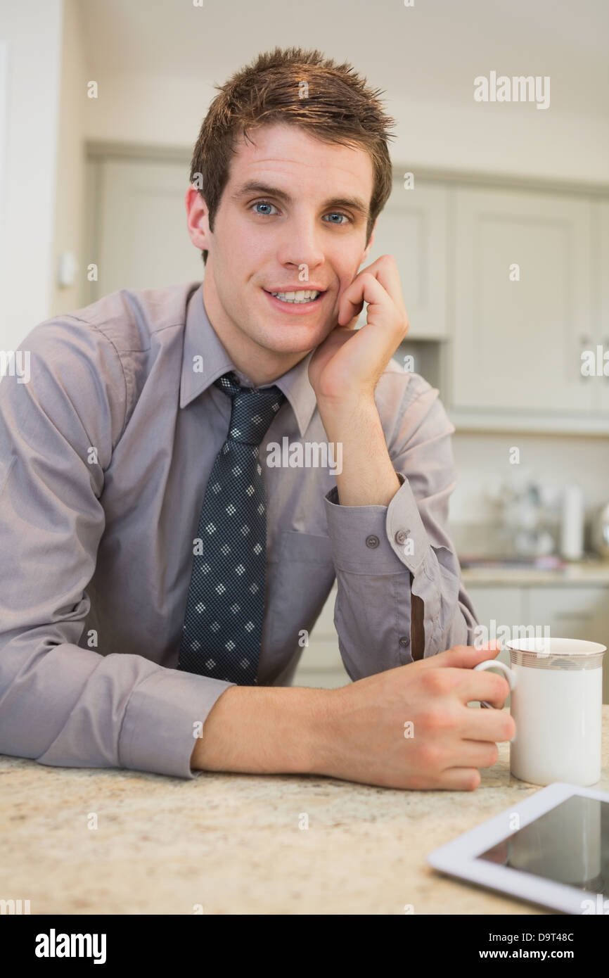 Man drinking a coffee at morning Stock Photo - Alamy