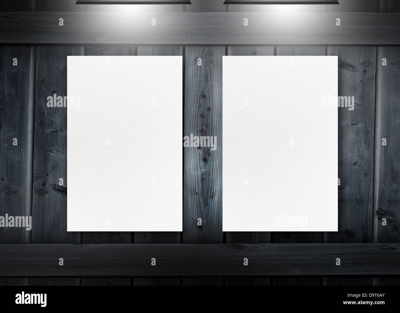 White copy space posters under spotlights Stock Photo - Alamy