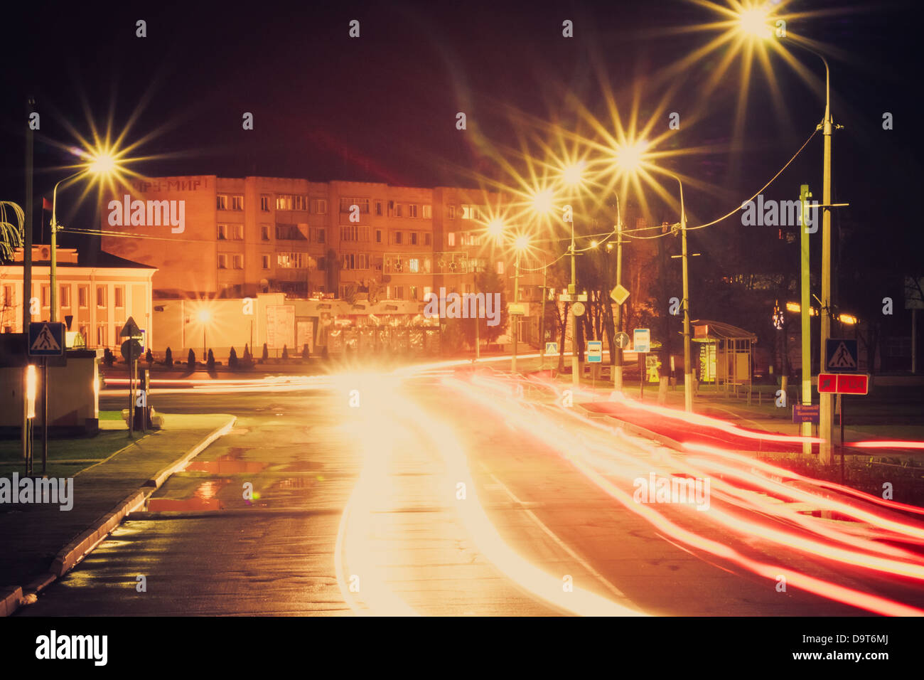 Traffic In The City By Night Stock Photo - Alamy