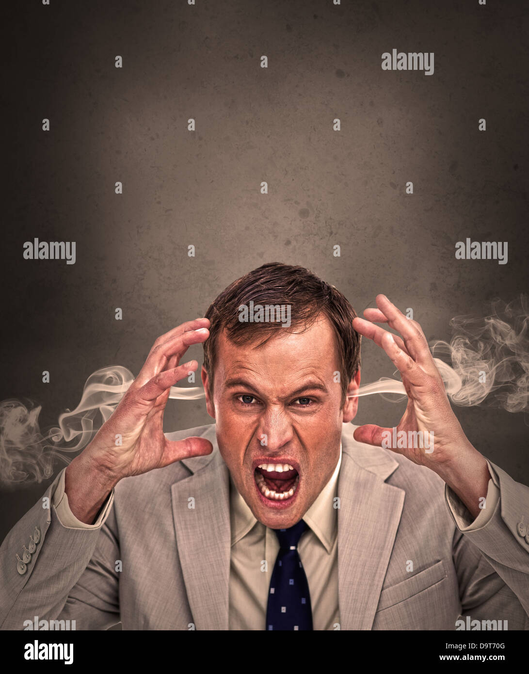 Hot headed business man yelling Stock Photo - Alamy