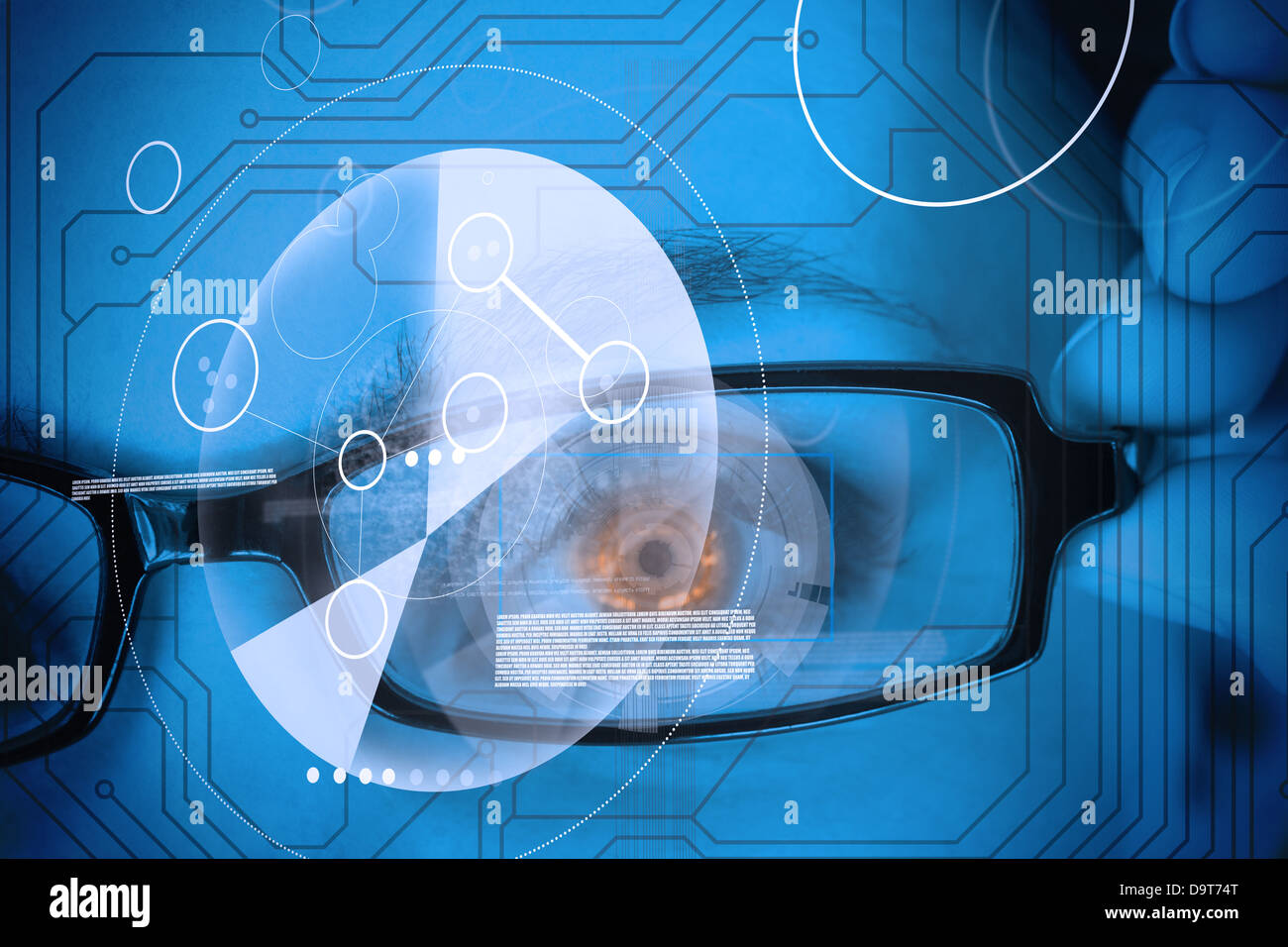 Orange eyed woman getting an eye security scan Stock Photo - Alamy