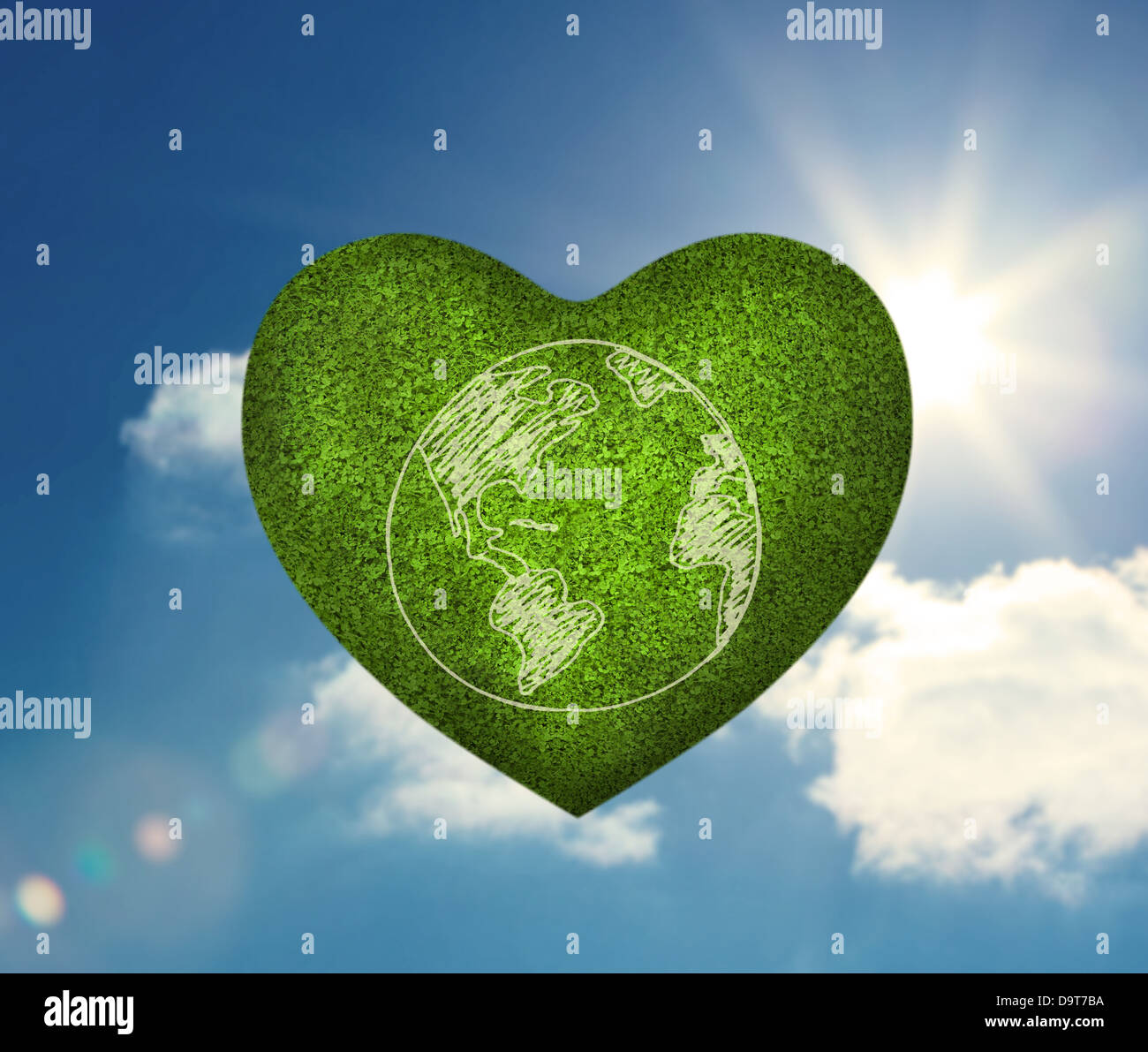 Green heart shape earth drawn hi-res stock photography and images - Alamy