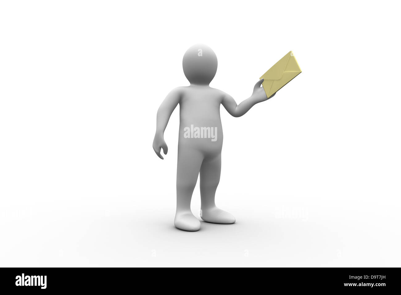 White figure holding a brown envelope Stock Photo - Alamy