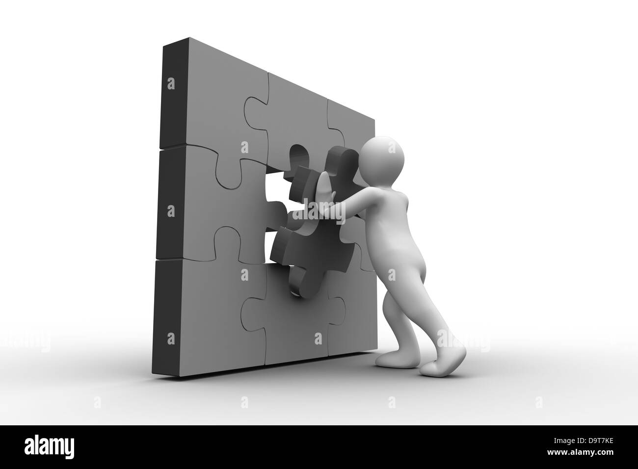 White human figure solving jigsaw puzzle Stock Photo - Alamy