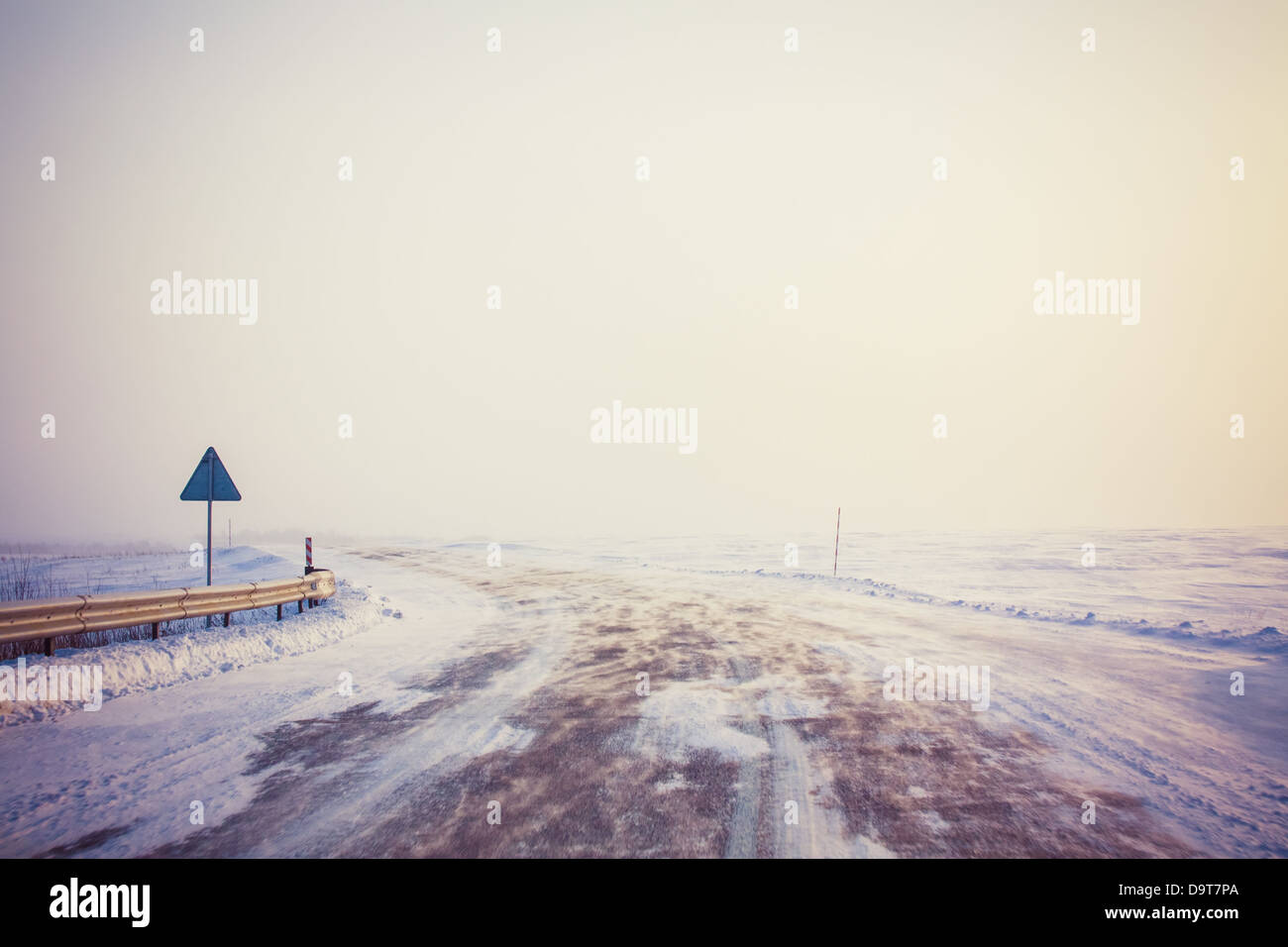 snowy land road at winter Stock Photo - Alamy