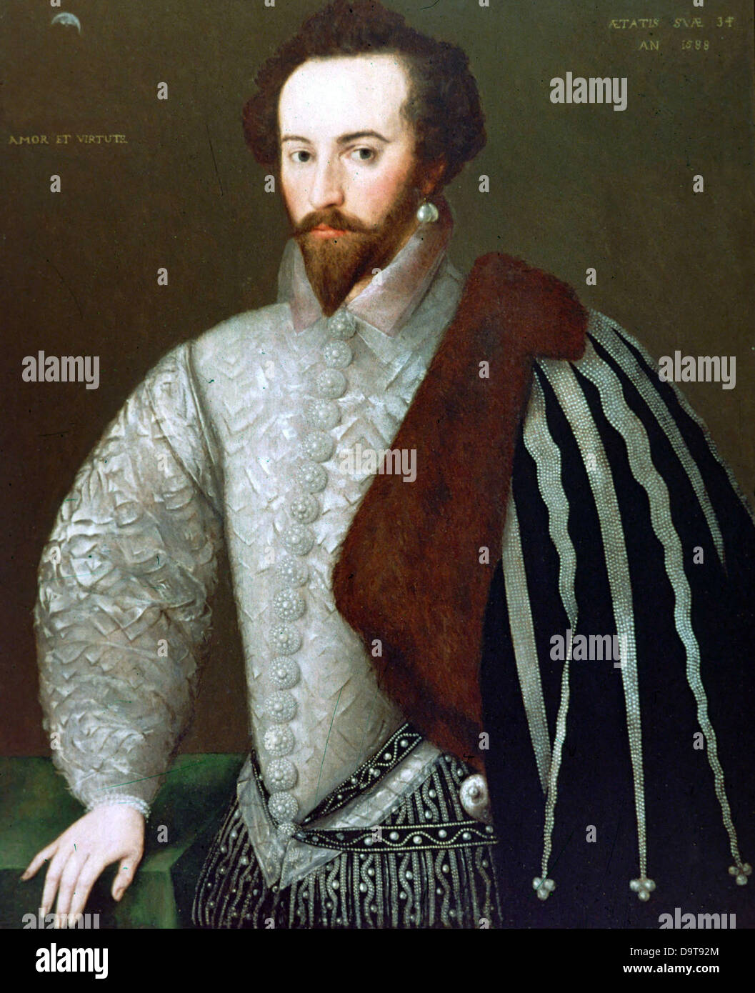 Federico Zuccaro Portrait of sir Walter Raleigh 1588 Stock Photo - Alamy