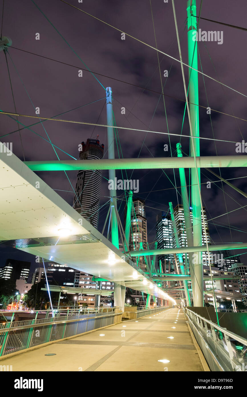 Modern Kurilpa bridge which is a footbridge crossing the Brisbane River ...