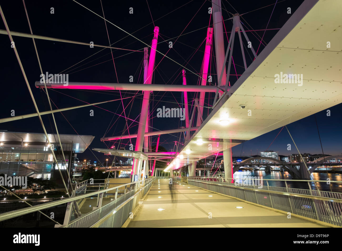 Modern Kurilpa bridge which is a footbridge crossing the Brisbane River ...
