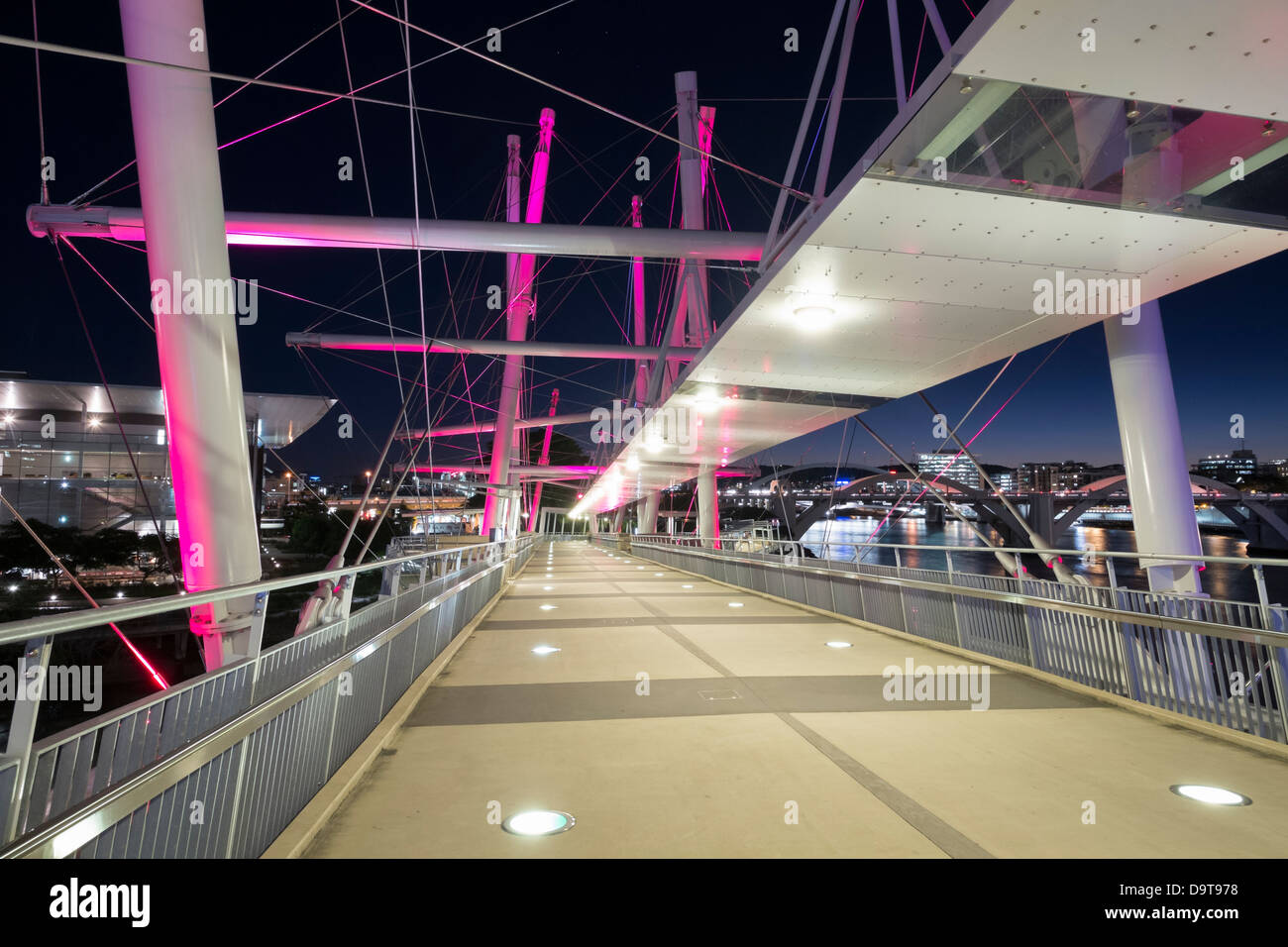 Modern Kurilpa bridge which is a footbridge crossing the Brisbane River ...