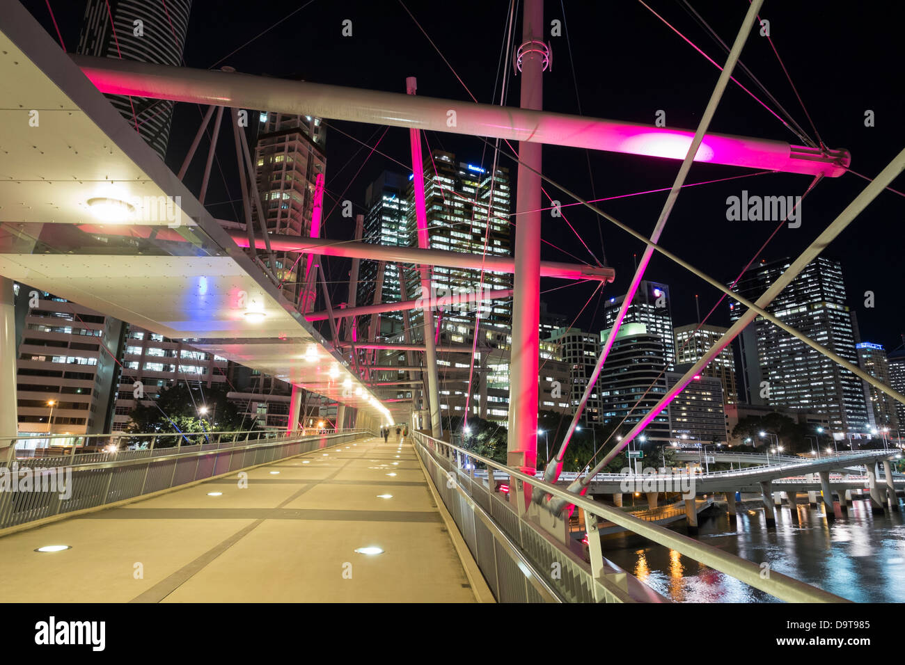 Modern Kurilpa bridge which is a footbridge crossing the Brisbane River ...