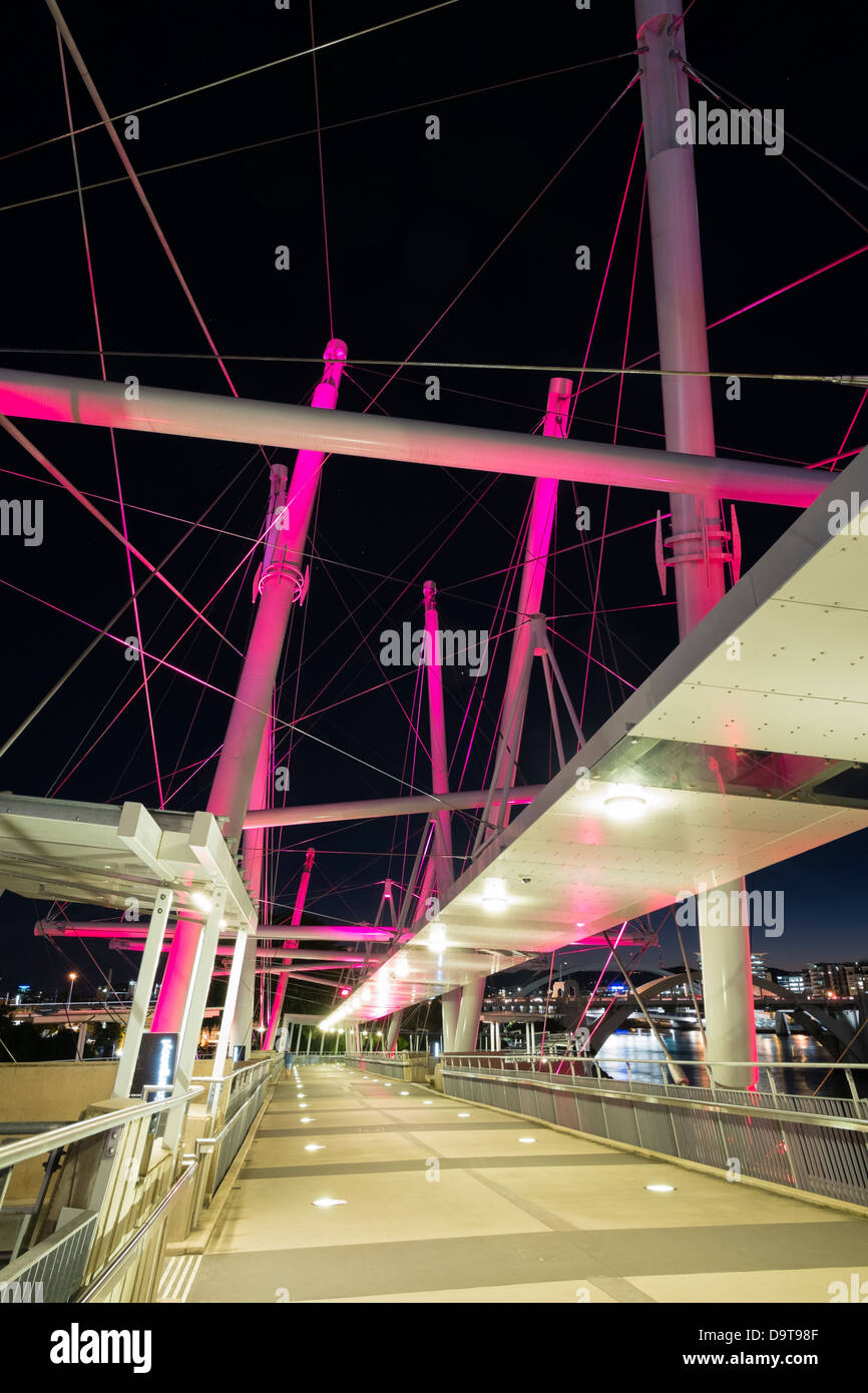 Modern Kurilpa bridge which is a footbridge crossing the Brisbane River ...