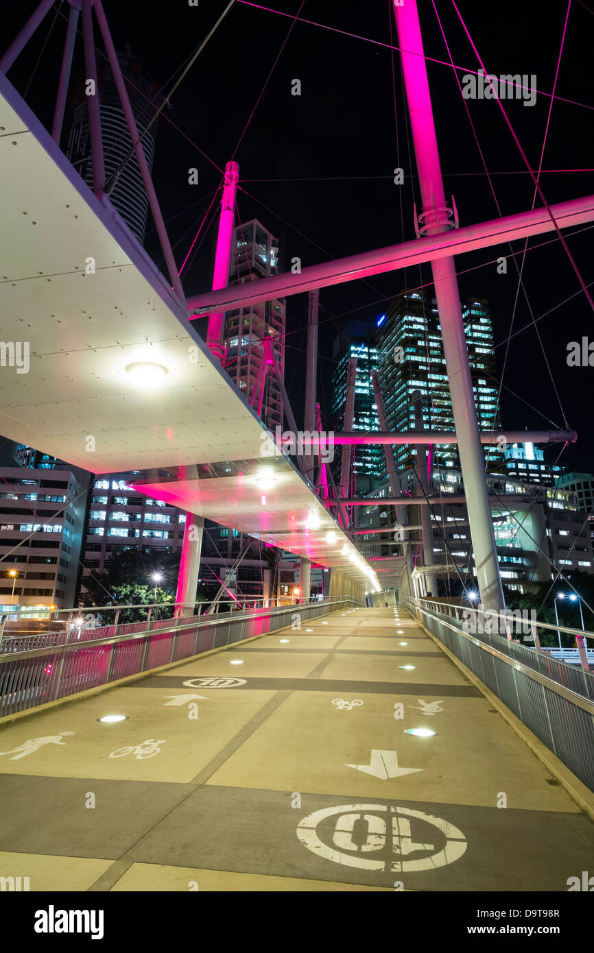 Modern Kurilpa bridge which is a footbridge crossing the Brisbane River ...
