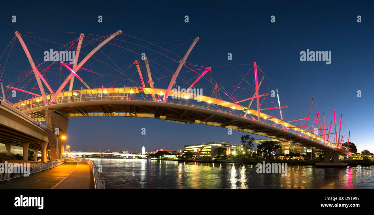 Modern Kurilpa bridge which is a footbridge crossing the Brisbane River ...