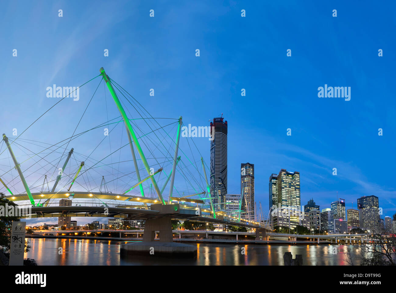 Modern Kurilpa bridge which is a footbridge crossing the Brisbane River ...