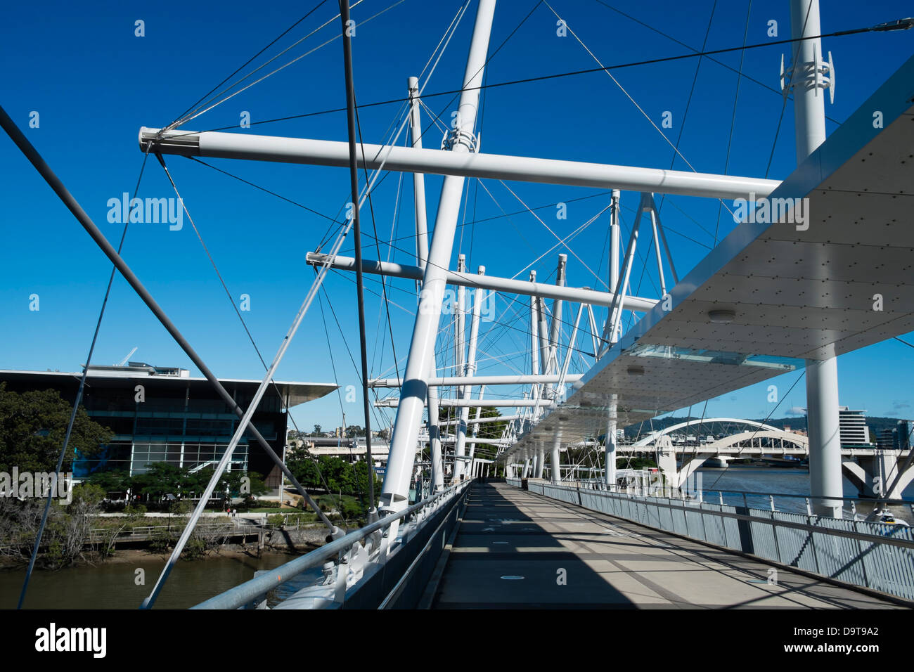 Modern Kurilpa bridge which is a footbridge crossing the Brisbane River ...