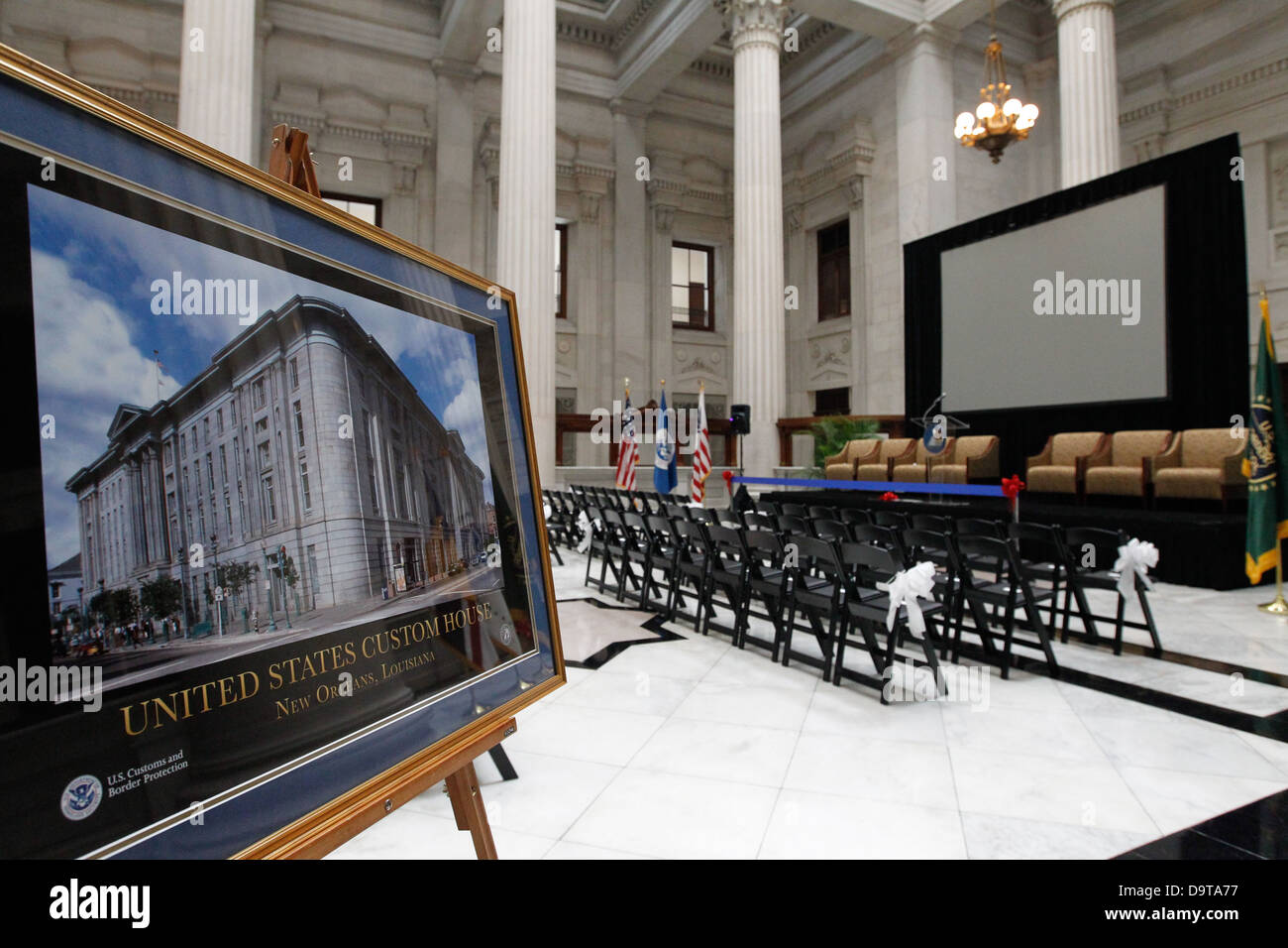 This photograph shows the dedication ceremony of the New Orleans Custom ...