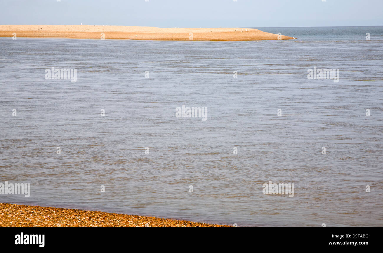 Mouth of the River Ore at North Weir Point, Shingle Street, Suffolk ...