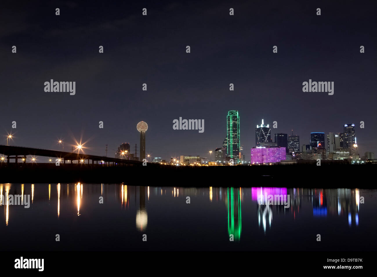 Margaret Hunt Hill Bridge with skyline, Dallas, Texas, USA Stock Photo ...