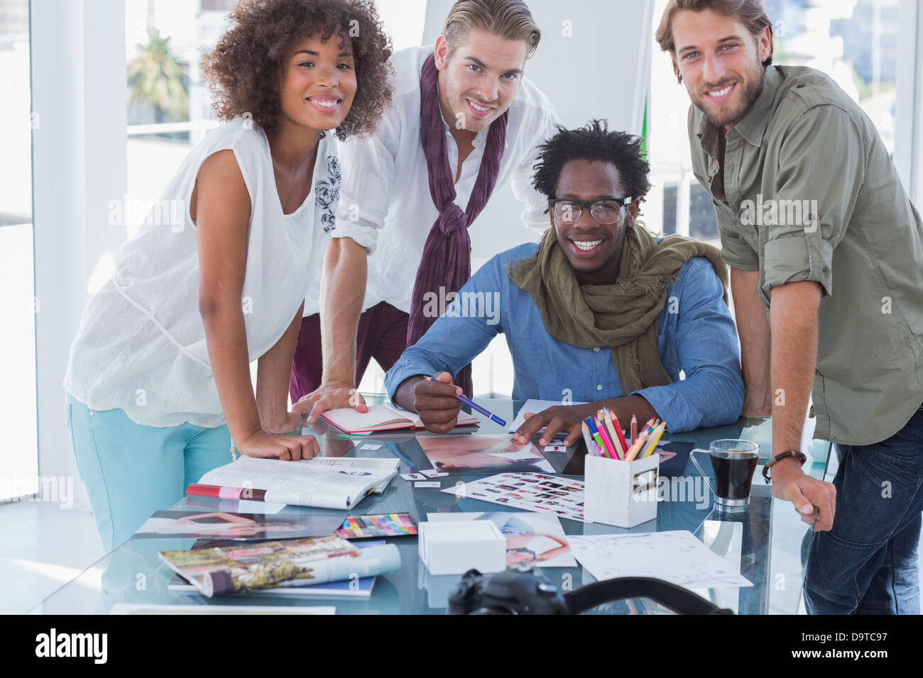 Designers smiling at camera Stock Photo - Alamy Designers smiling at camera Stock Photo - Alamy