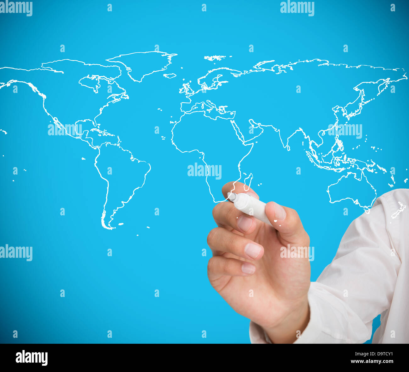 World map drawing hi-res stock photography and images - Alamy