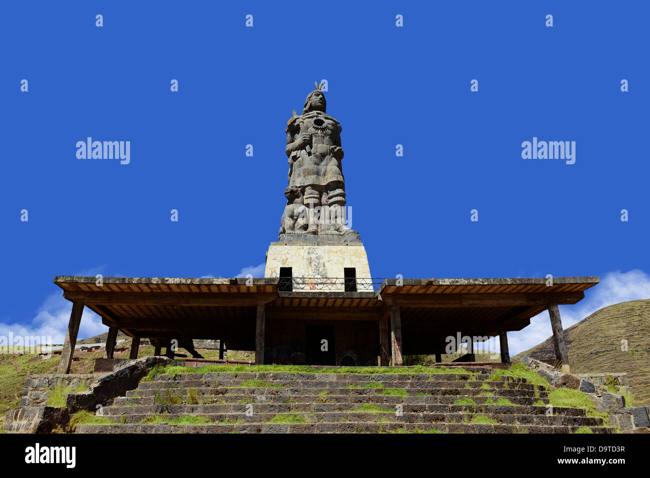 Statue of Pachacutec, the Inca emperor. It is located on a high hill ...